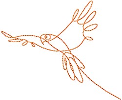 Flying Parrot Line Art Embroidery Design | EmbroideryDesigns.com