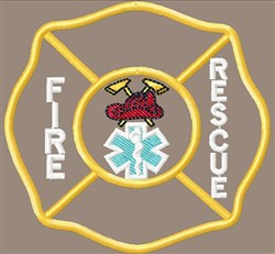 Fire Rescue Badge Embroidery Design | EmbroideryDesigns.com