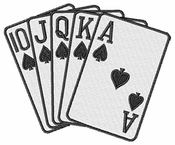 Royal Flush Spades Embroidery Design | EmbroideryDesigns.com