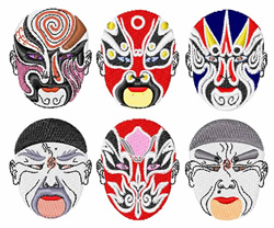 Chinese Drama Masks Embroidery Design | EmbroideryDesigns.com