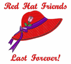 Red Hat Friends Embroidery Design | EmbroideryDesigns.com