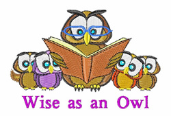 Wise As An Owl Embroidery Design | EmbroideryDesigns.com