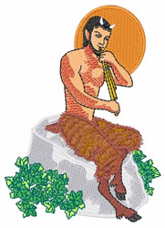 Satyr with Pan Pipes Embroidery Design | EmbroideryDesigns.com