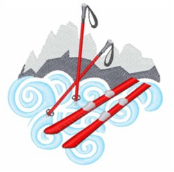 Snow Skis Embroidery Design | EmbroideryDesigns.com
