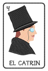 El Catrin Loteria Card Embroidery Design | EmbroideryDesigns.com