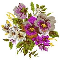 Pansy Bouquet Embroidery Design | EmbroideryDesigns.com