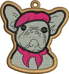 FSL Frenchie Ornament Embroidery Design | EmbroideryDesigns.com