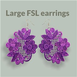 FSL Floral Earrings Embroidery Design | EmbroideryDesigns.com