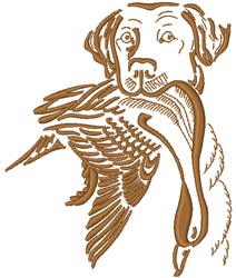 Hunting Dog & Duck Outline Embroidery Design | EmbroideryDesigns.com