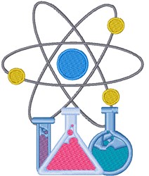 Science Beakers & Atoms Embroidery Design | EmbroideryDesigns.com