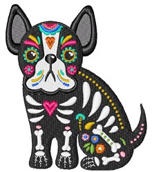 Frenchie Skeleton Embroidery Design | EmbroideryDesigns.com
