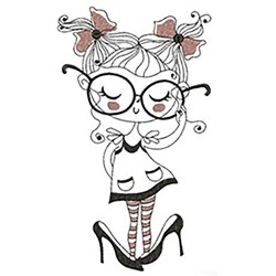 Girl With Glasses Embroidery Design | EmbroideryDesigns.com