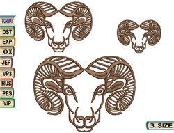 Ram Head Embroidery Design | EmbroideryDesigns.com