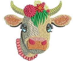 Cow Head Embroidery Design | EmbroideryDesigns.com