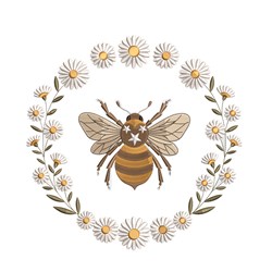 Bee Flower Wreath Embroidery Design | EmbroideryDesigns.com