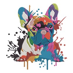 Colorful Frenchie Embroidery Design | EmbroideryDesigns.com