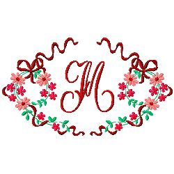 Floral Monogram M Embroidery Design | EmbroideryDesigns.com