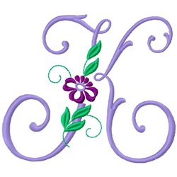 Floral Monogram Font K Embroidery Design | EmbroideryDesigns.com