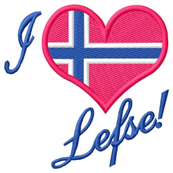 I Love Lefse Embroidery Design | EmbroideryDesigns.com