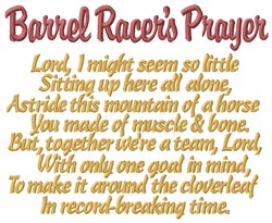 Barrel Race Prayer Embroidery Design | EmbroideryDesigns.com