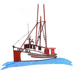 Fishing boat Embroidery Design | EmbroideryDesigns.com