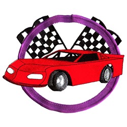 Race Car Logo Embroidery Design | EmbroideryDesigns.com