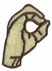Sign Language 0 Embroidery Design | EmbroideryDesigns.com