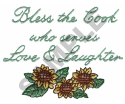 BLESS THE COOK WHO SERVES LOVE... Embroidery Design | EmbroideryDesigns.com