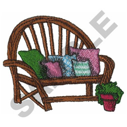GARDEN BENCH W PILLOWS Embroidery Design | EmbroideryDesigns.com