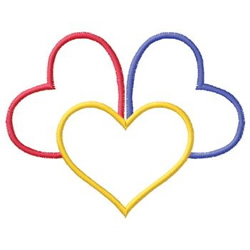 Triple Heart Outline Embroidery Design | EmbroideryDesigns.com
