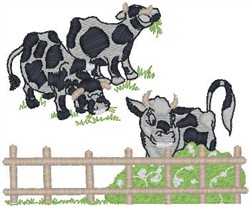 Cows Pasture Embroidery Design | EmbroideryDesigns.com