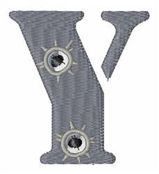Gunmetal Font Y Embroidery Design | EmbroideryDesigns.com