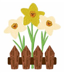 Flowers On Fence Embroidery Design | EmbroideryDesigns.com