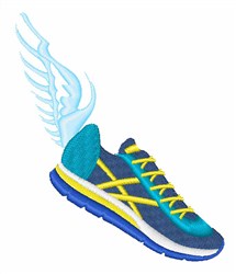 Winged Running Shoe Embroidery Design | EmbroideryDesigns.com
