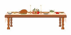 Thanksgiving Table Embroidery Design | EmbroideryDesigns.com