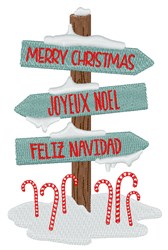 Holiday Sign Post Embroidery Design | EmbroideryDesigns.com