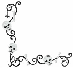 Skull Corner Embroidery Design | EmbroideryDesigns.com