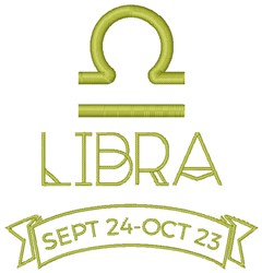 Libra Zodiac Logo Embroidery Design | EmbroideryDesigns.com