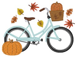 Fall Bicycle Scene Embroidery Design | EmbroideryDesigns.com