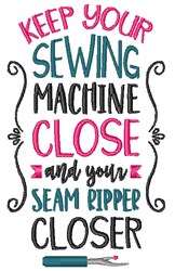 Keep Your Seam Ripper Close Embroidery Design | EmbroideryDesigns.com