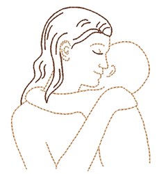 Mother & Child Outline Embroidery Design | EmbroideryDesigns.com