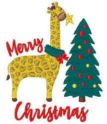 Giraffe Christmas Tree Embroidery Design | EmbroideryDesigns.com