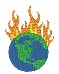 Flaming Planet Earth Embroidery Design | EmbroideryDesigns.com