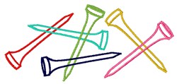 Golf Tees Outline Embroidery Design | EmbroideryDesigns.com