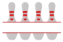Bowling Pins Split Embroidery Design | EmbroideryDesigns.com