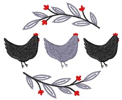 Three Hens Embroidery Design | EmbroideryDesigns.com