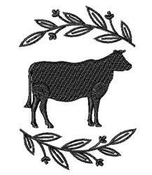 Cow Silhouette Laurel Embroidery Design | EmbroideryDesigns.com
