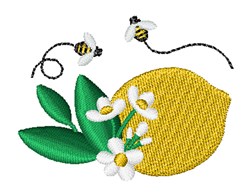 Lemon Flowers & Bee Embroidery Design | EmbroideryDesigns.com