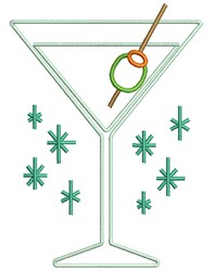 Martini Glass Embroidery Design | EmbroideryDesigns.com
