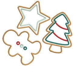 Christmas Cookies Outline Embroidery Design | EmbroideryDesigns.com